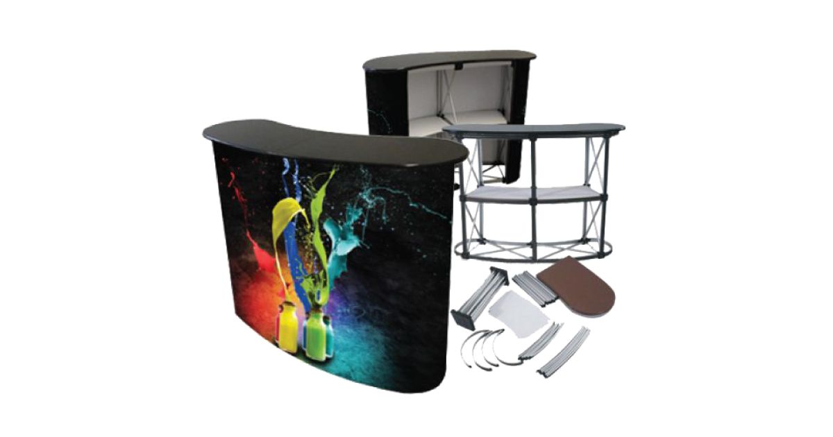 Cetak Meja Promosi Pop Up Counter Premium Laminating Doff :: Extra Print