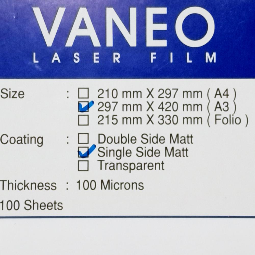 Laser Film A3 - MIKA - Single Matte 100 Micron (1 pack = 100 lbr ...